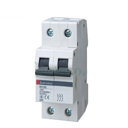MCB Mitsubishi BH-D6 2P 6A 6kA C N - Codienhaiau.com