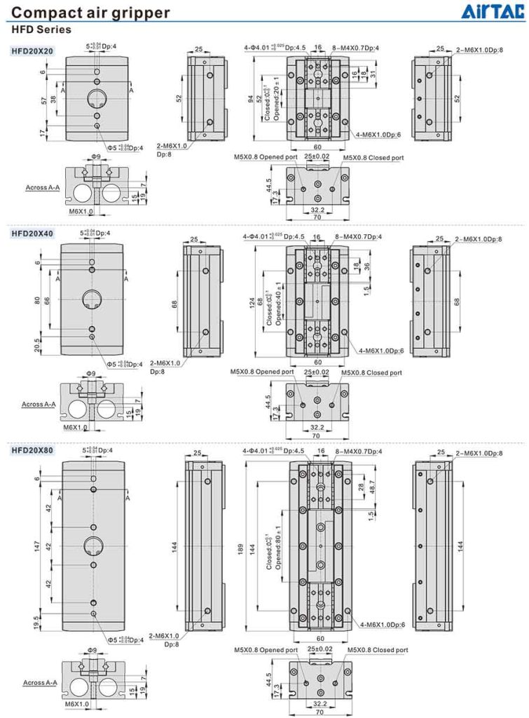 Xy lanh tay kẹp Airtac HFD - Codienhaiau.com