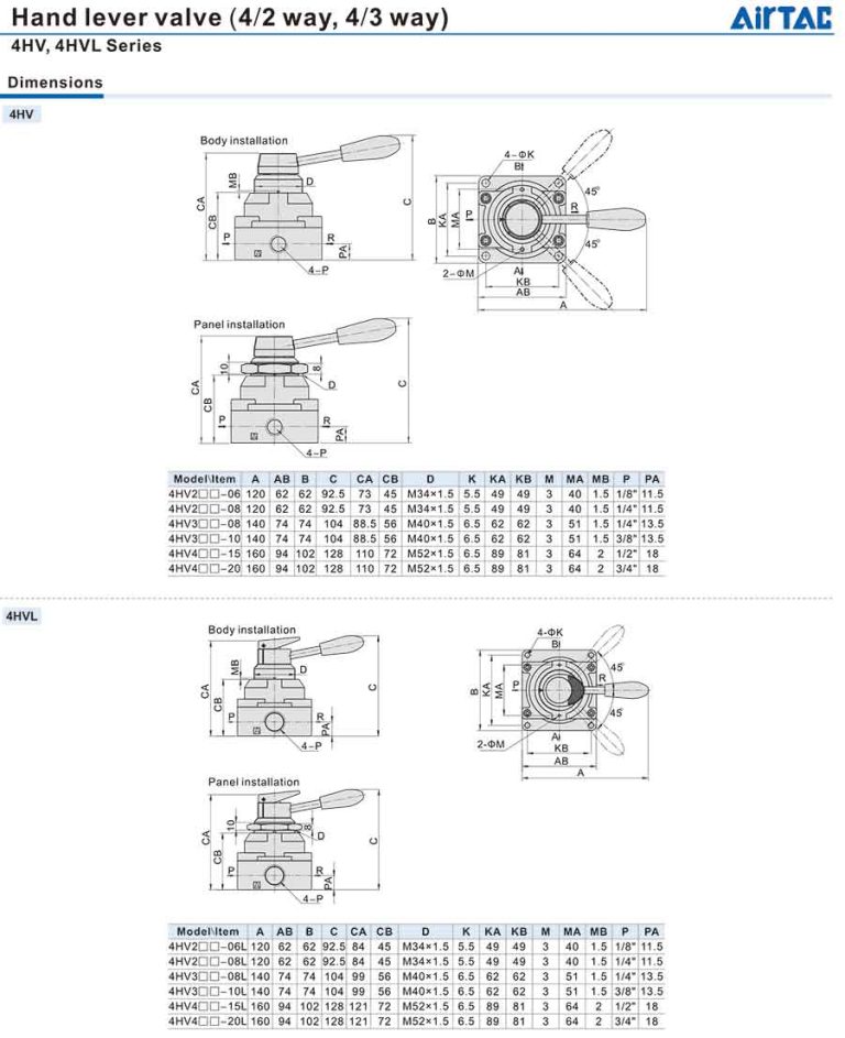 Van cơ khí Airtac 4HV/4HVL - Codienhaiau.com