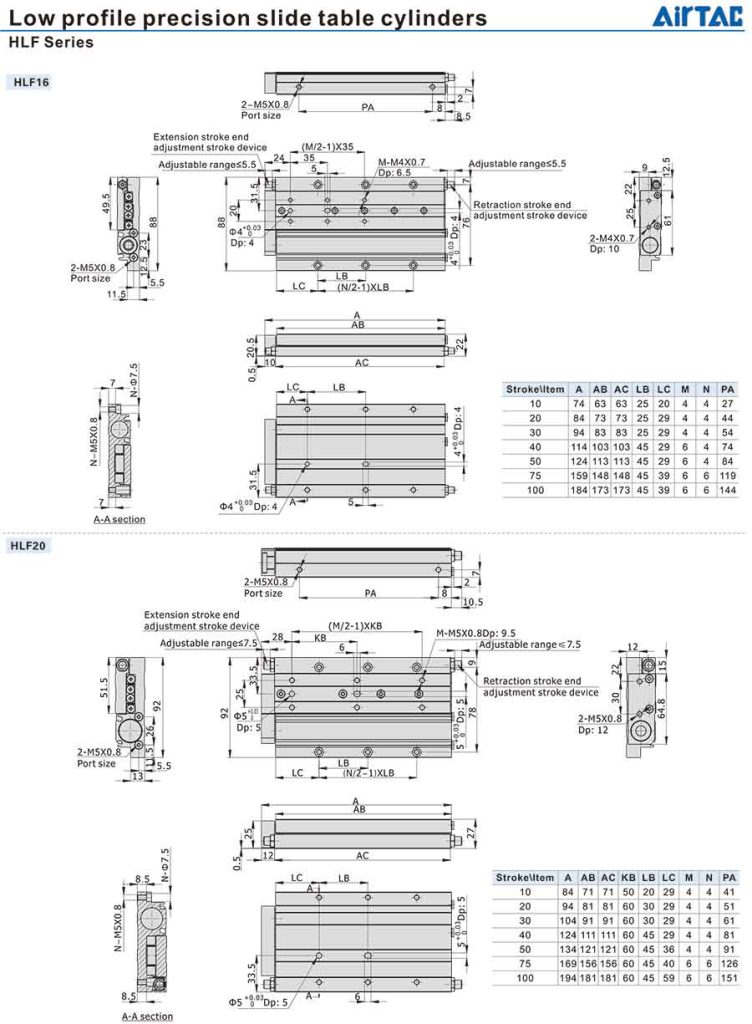 Xy lanh bàn trượt Airtac HLF - Codienhaiau.com
