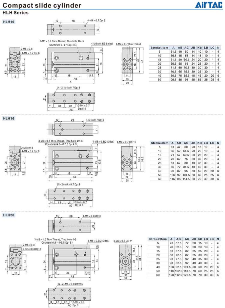 Xy lanh bàn trượt Airtac HLH - Codienhaiau.com