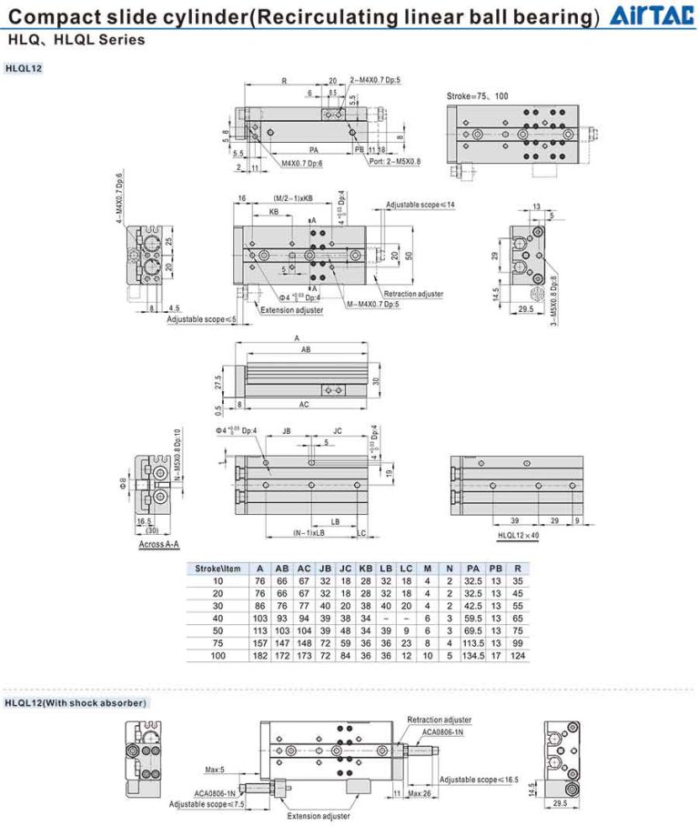 Xy lanh bàn trượt Airtac HLQ - Codienhaiau.com