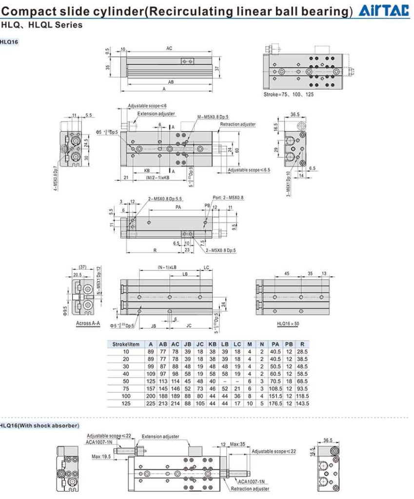 Xy lanh bàn trượt Airtac HLQ - Codienhaiau.com