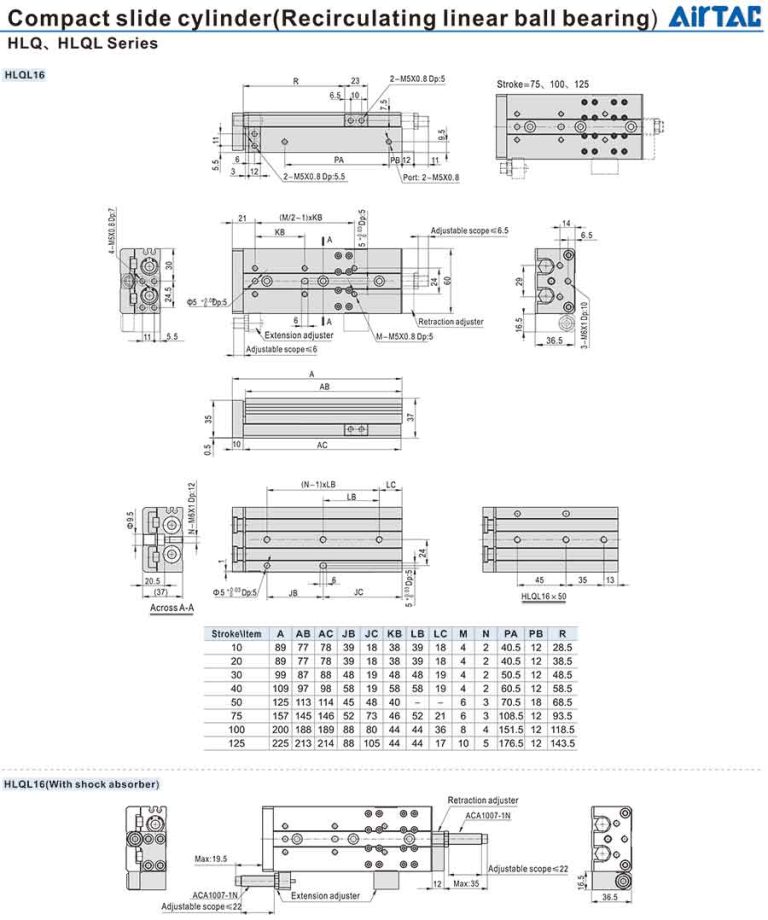 Xy lanh bàn trượt Airtac HLQ - Codienhaiau.com