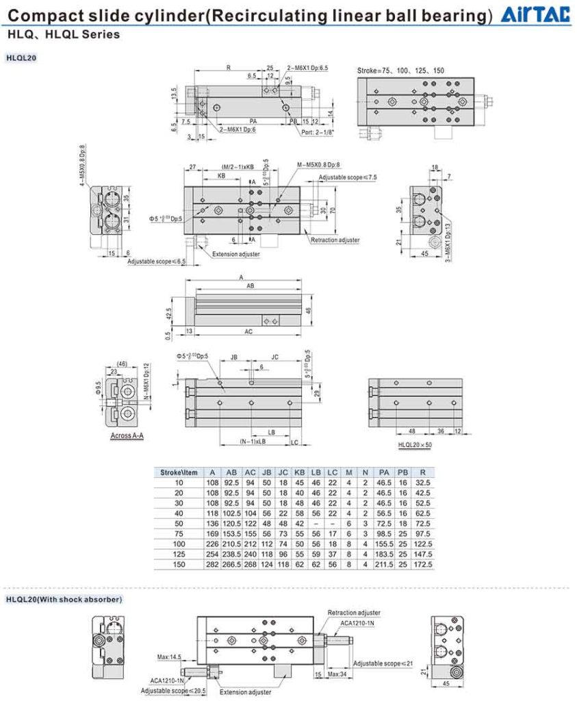 Xy lanh bàn trượt Airtac HLQ - Codienhaiau.com