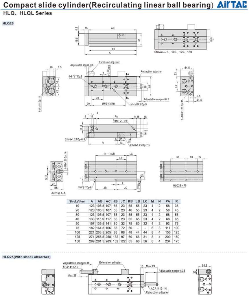 Xy lanh bàn trượt Airtac HLQ - Codienhaiau.com