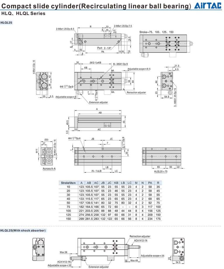 Xy lanh bàn trượt Airtac HLQ - Codienhaiau.com