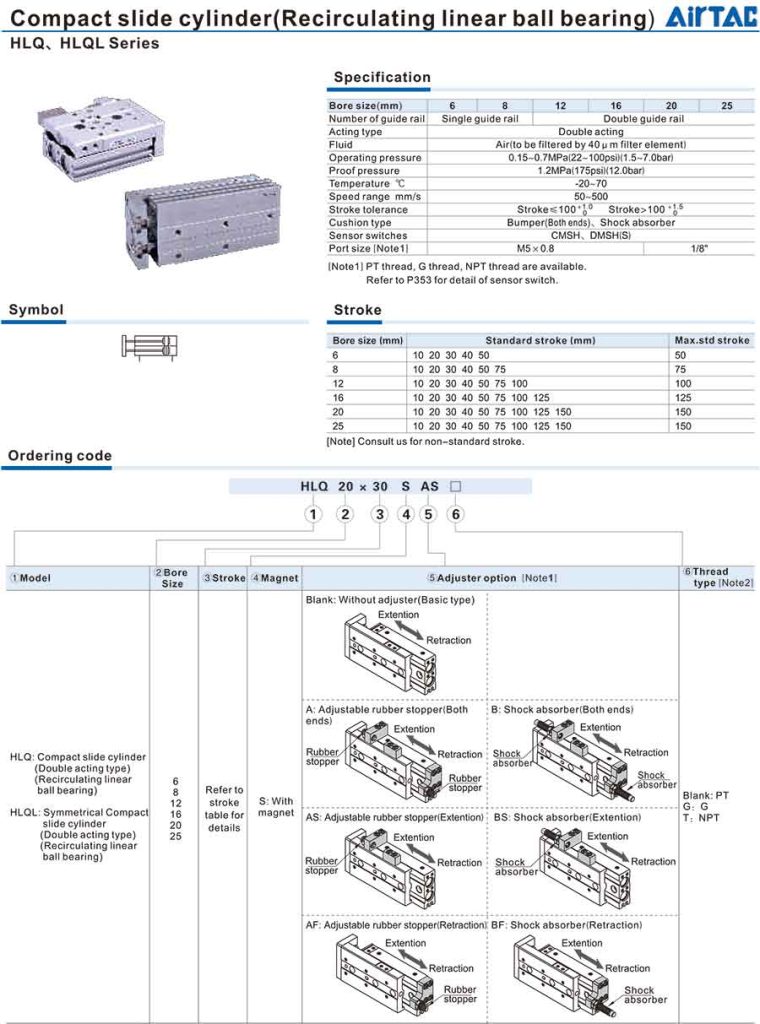 Xy lanh bàn trượt Airtac HLQ - Codienhaiau.com