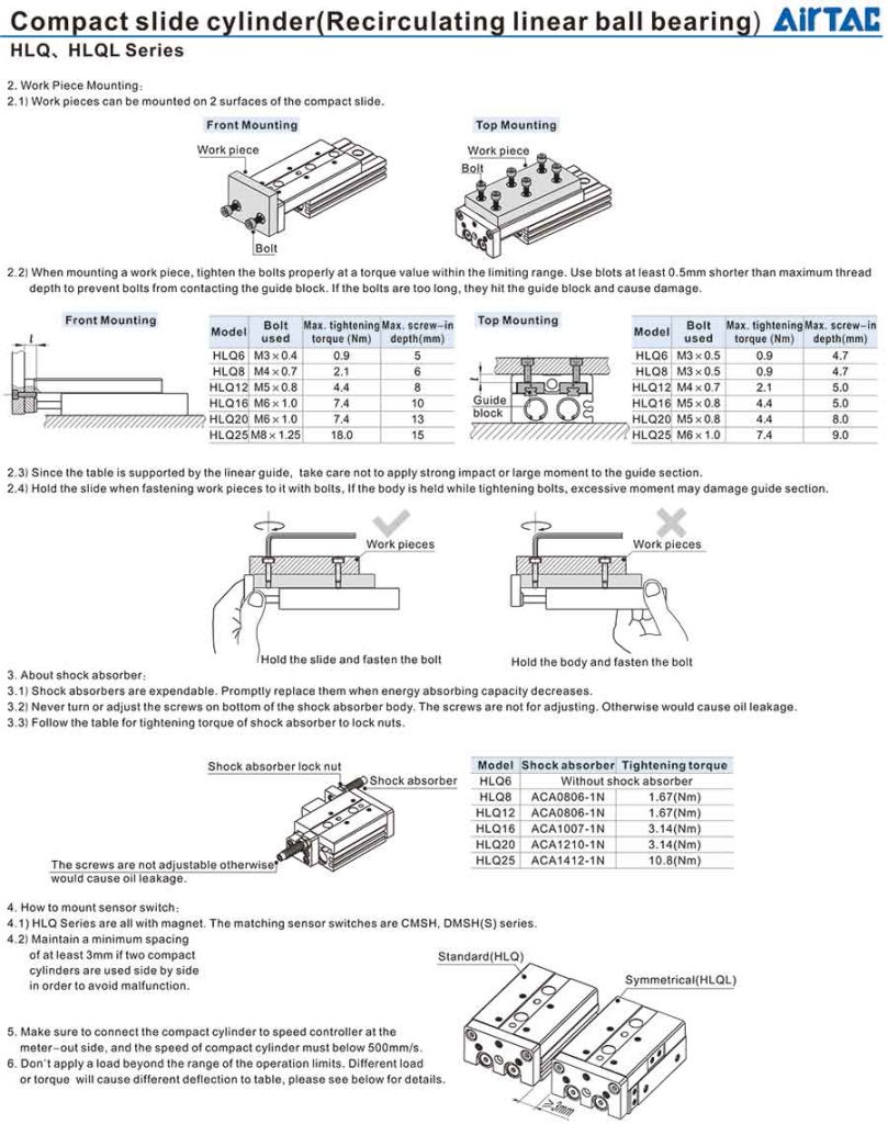 Xy lanh bàn trượt Airtac HLQ - Codienhaiau.com