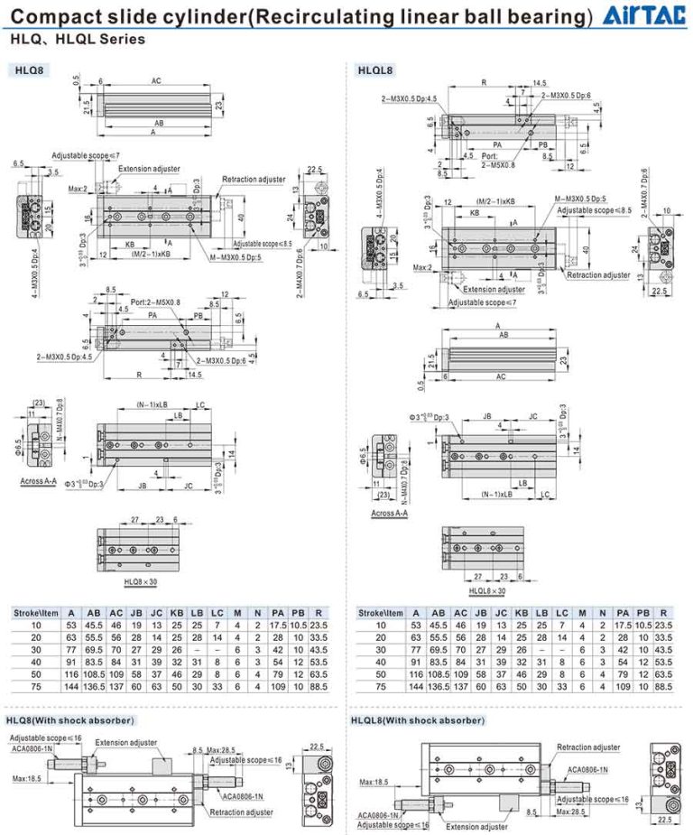 Xy lanh bàn trượt Airtac HLQ - Codienhaiau.com