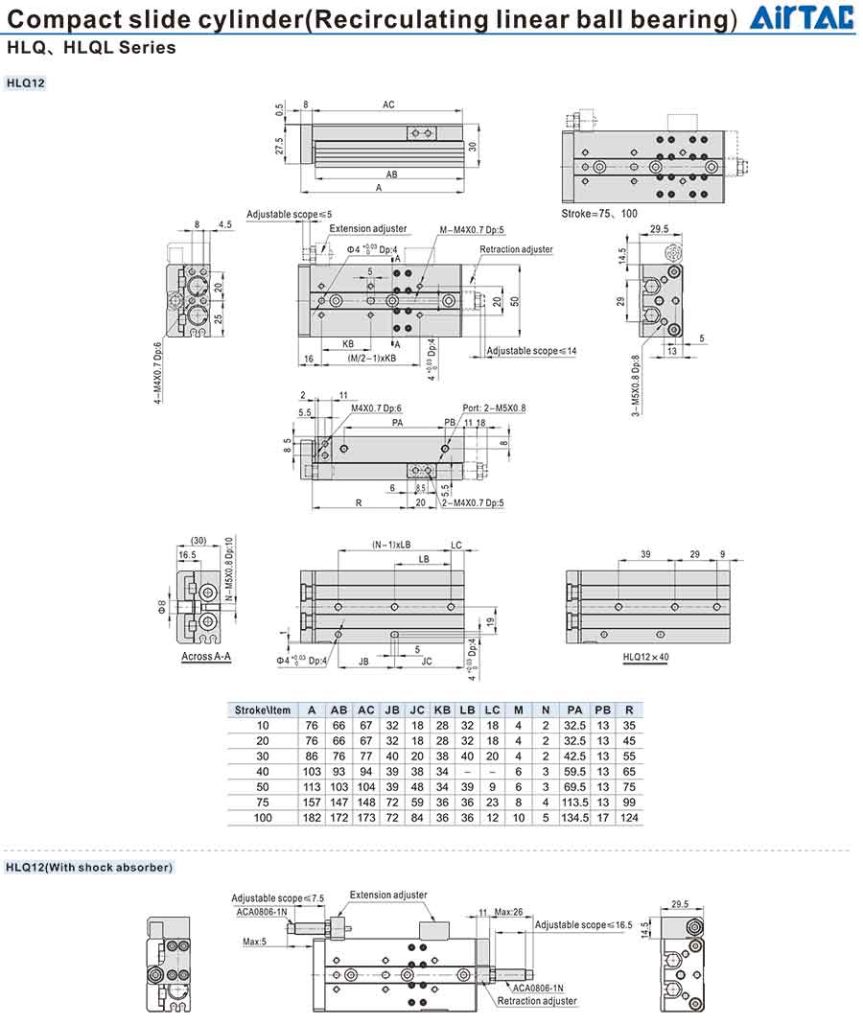 Xy lanh bàn trượt Airtac HLQ - Codienhaiau.com