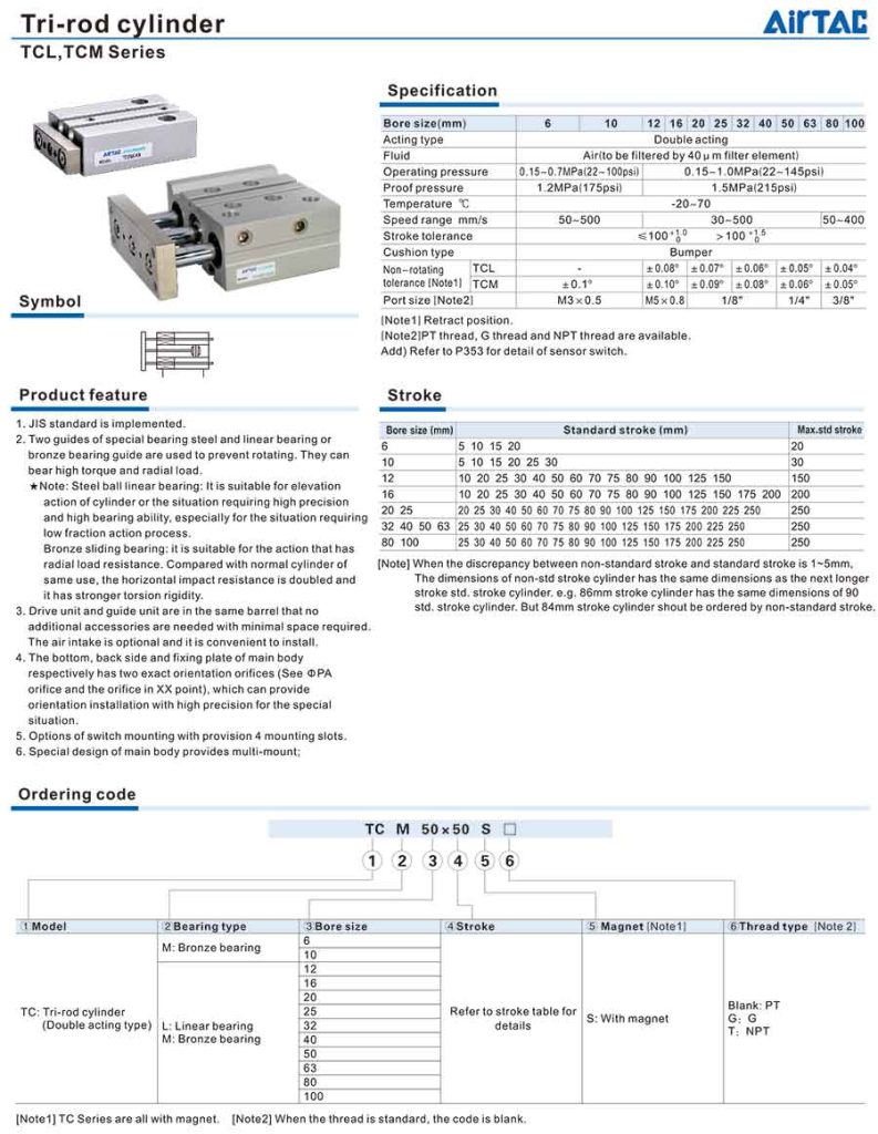 Xy lanh 3 ty Airtac TCL, TCM - Codienhaiau.com