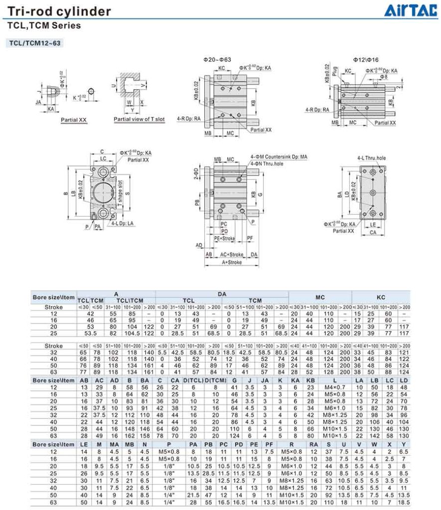 Xy lanh 3 ty Airtac TCL, TCM - Codienhaiau.com