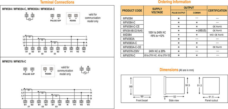 MFM384-C - Đồng hồ đo điện đa năng Selec - Codienhaiau.com
