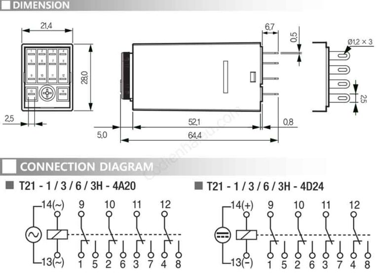 Timer Hanyoung T21-1-4A20 (1s/ 10s/ 1m/ 10m) - Codienhaiau.com