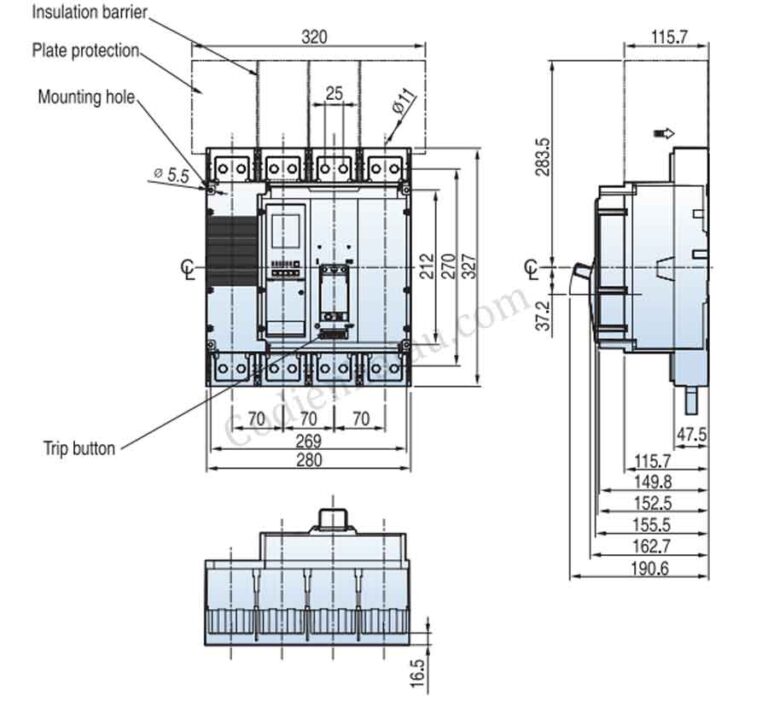 MCCB LS TS1250H 1250A 4P 70kA - Codienhaiau.com